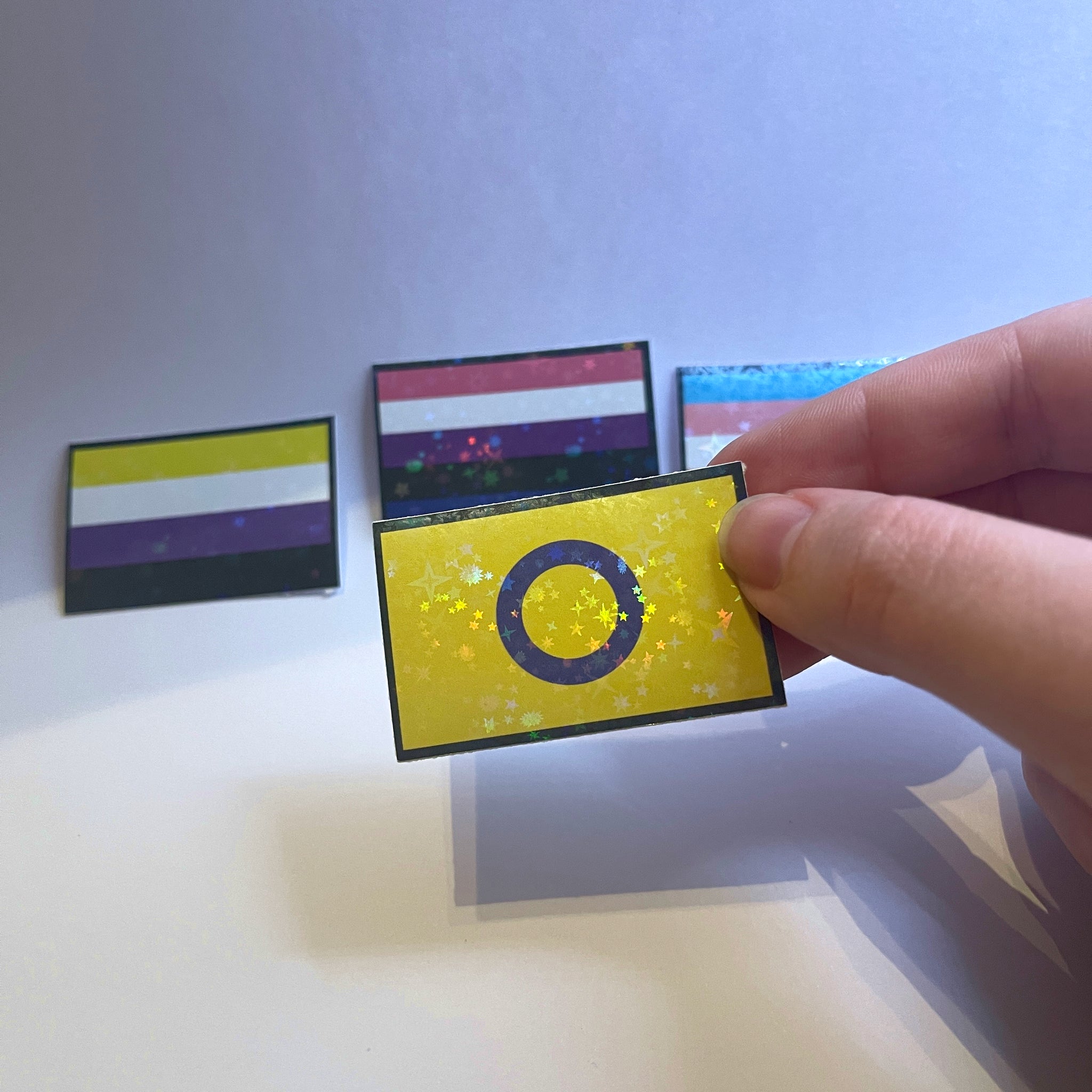 Mini Holographic Transgender Flag Stickers – Trans Shop UK